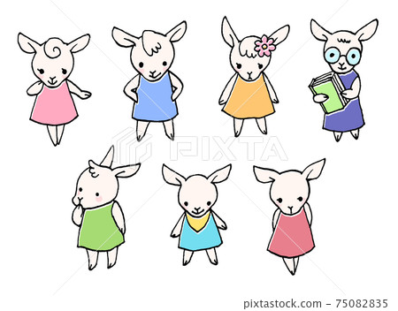 Wolf and 7 goat illustrations 2 - Stock Illustration [75082835] - PIXTA