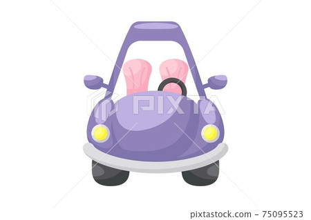 Cute violet car on white background. Cartoon... - Stock Illustration ...