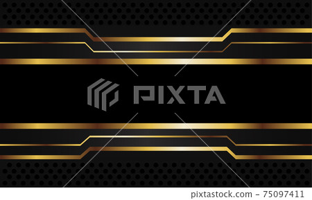 Abstract gold cyber line black banner on dark... - Stock Illustration ...