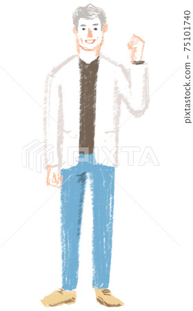Middle-aged and older men in a guts pose - Stock Illustration [75101740 ...