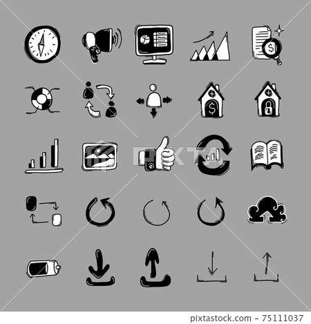 Business vector doodle icons set. Drawing... - Stock Illustration ...
