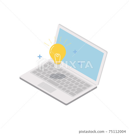 Illustration of personal computer and light... - Stock Illustration ...