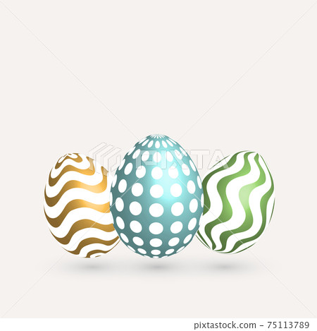 Happy Easter. Three Easter eggs with different... - Stock Illustration ...