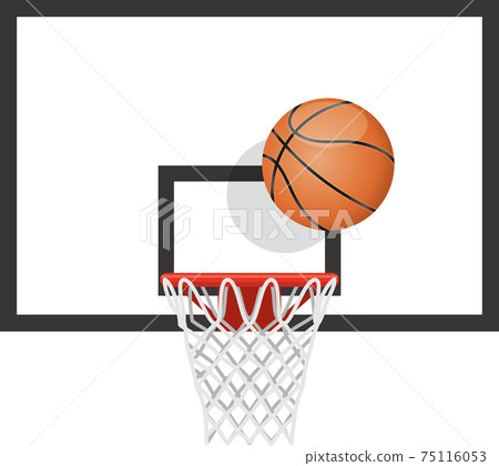 Image illustration of basketball and goal (front) - Stock Illustration ...