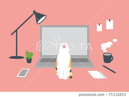 Telework and self-paced cat - Stock Illustration [75118833] - PIXTA