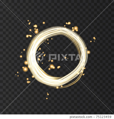 Gold neon round frame with lights effects. - Stock Illustration ...