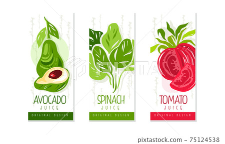 Fresh Vegetable Juice Labels Set, Avocado,... - Stock Illustration ...
