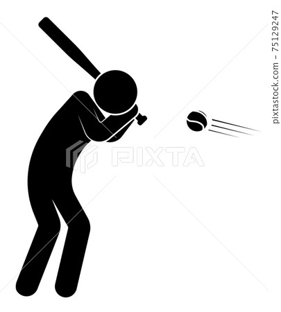 stick figere, player man hits ball with sports... - Stock Illustration ...