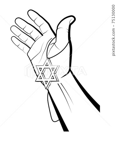 Male hand holds Star of David keychain. Israel... - Stock Illustration ...