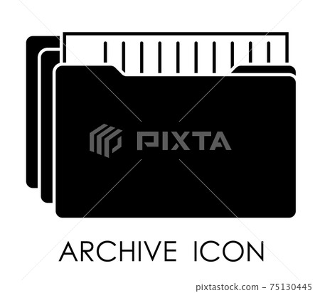 black icon of computer data archive with.... - Stock Illustration ...