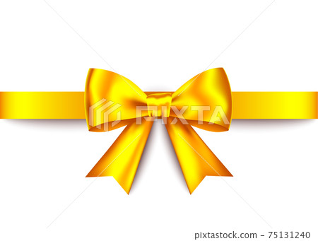 Gold realistic gift bow with horizontal ribbon. - Stock Illustration ...