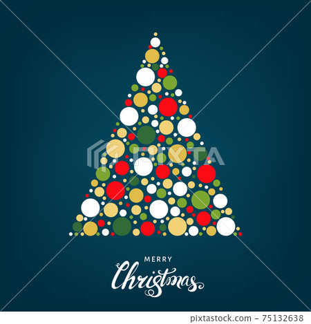 Christmas tree with bright holiday pattern made... - Stock Illustration ...