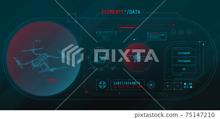 Design of the virtual interface of the drone... - Stock Illustration ...