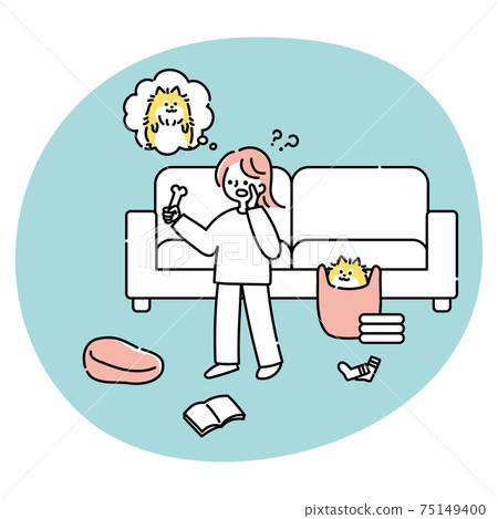 Woman looking for a hiding dog - Stock Illustration [75149400] - PIXTA