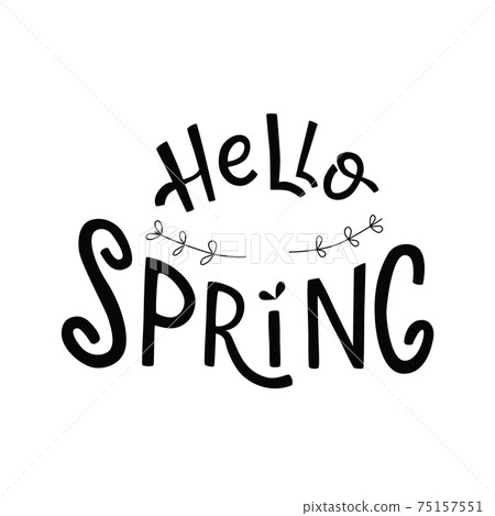 Hello spring handwritten sign, font with... - Stock Illustration ...