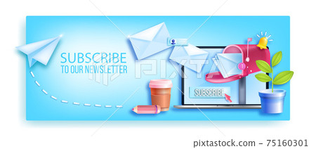 Subscribe email newsletter vector banner,... - Stock Illustration ...