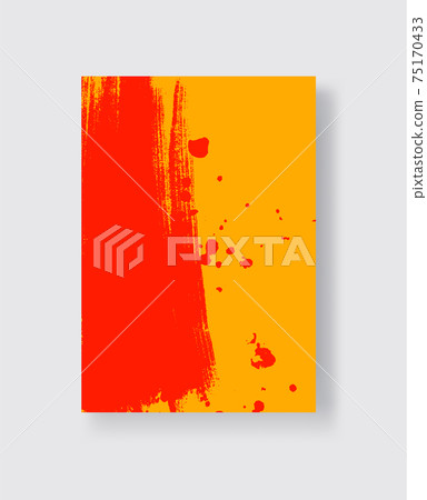 Red ink brush stroke on yellow background.... - Stock Illustration ...