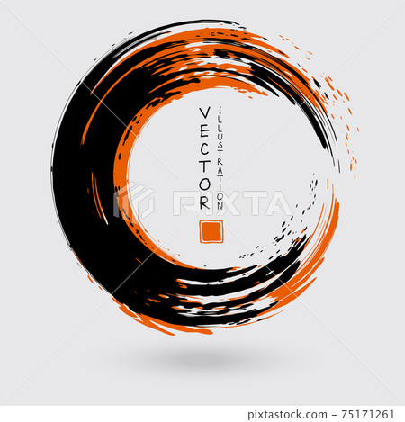 Black and orange ink round stroke on white... - Stock Illustration ...