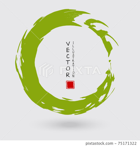 Green ink round stroke on white background. - Stock Illustration ...