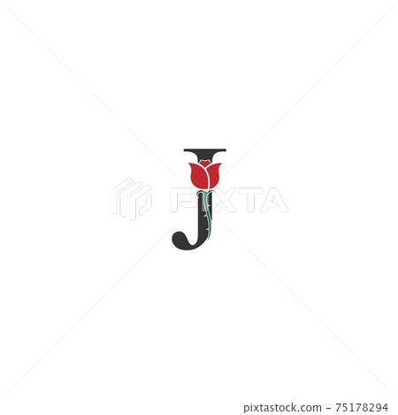 Letter J logo icon with rose design vector - Stock Illustration ...
