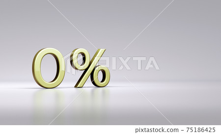 Gold zero percent or 0 % isolated over white... - Stock Illustration ...