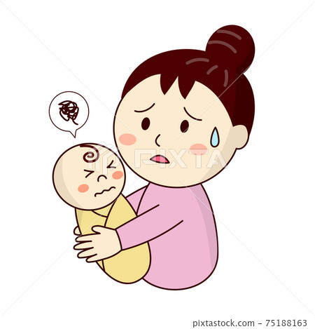 Mom worried about her baby's physical condition - Stock Illustration ...