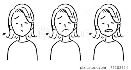 Female bust up face variation troubled - Stock Illustration [75188534 ...