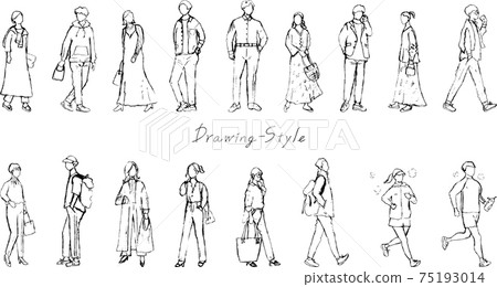 Pencil drawing youth generation men's and... - Stock Illustration ...