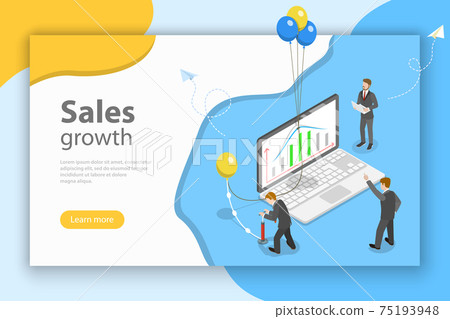 Sales growth isometric flat vector conceptual... - Stock Illustration ...