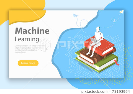Machine learning isometric flat vector... - Stock Illustration ...
