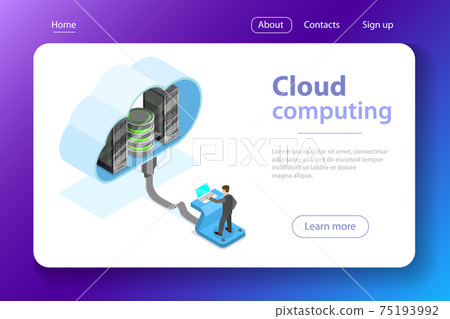 Cloud computing technology isometric flat... - Stock Illustration ...