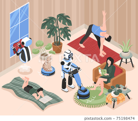 Isometric Robot Illustration - Stock Illustration [75198474] - PIXTA