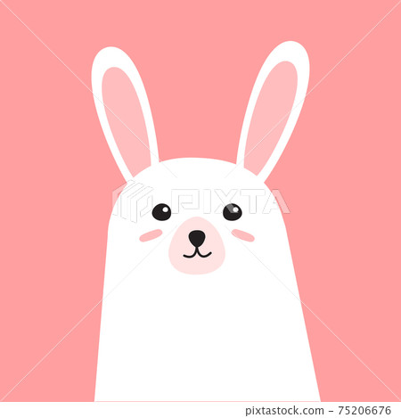 Vector white hand drawn flat bunny rabbit face - Stock Illustration ...