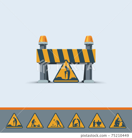 cute under construction road signs template - Stock Illustration ...