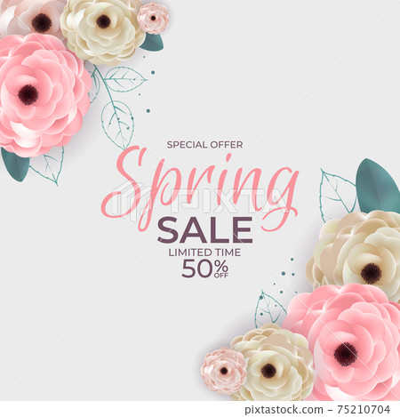 Spring Special Offer Sale Poster Natural... - Stock Illustration ...