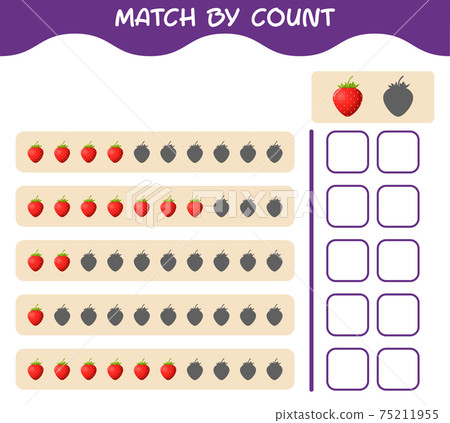 Match by count of cartoon strawberry. Match and... - Stock Illustration ...