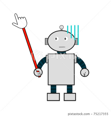 Robot with a pointing stick (negative) - Stock Illustration [75217355 ...