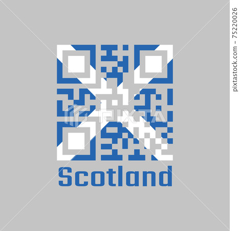 QR code set the color of Scotland flag, text:... - Stock Illustration ...