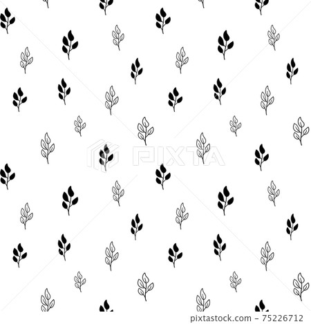 Plant seamless pattern, black and white... - Stock Illustration ...