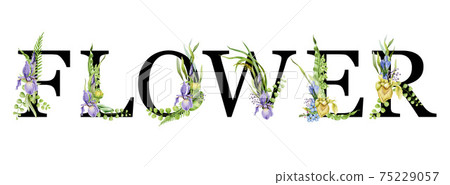 Flower spring alphabet. Flower letters. Capital... - Stock Illustration ...