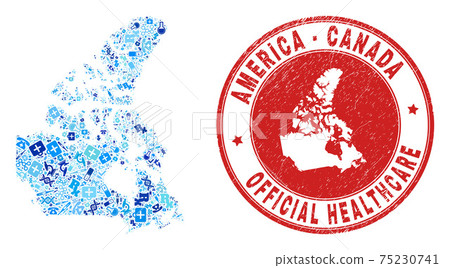 Healthcare Vaccination Mosaic Canada V2 Map and... - Stock Illustration ...