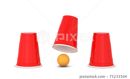 Shell game. Three red plastic cups - Stock Illustration [75233504] - PIXTA