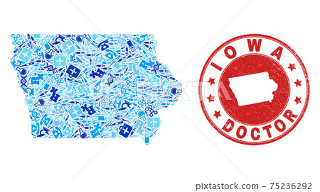 Health Care Dose Mosaic Iowa State Map and... - Stock Illustration ...
