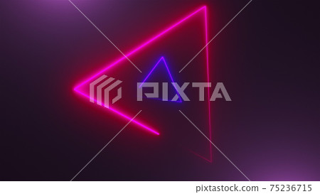 Many neon triangles in space, abstract computer... - Stock Illustration ...