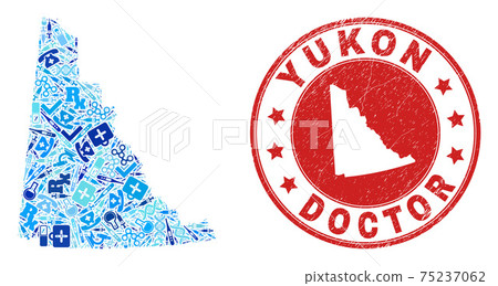 Health Care Dose Mosaic Yukon Province Map and... - Stock Illustration ...