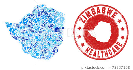 Health Care Treatment Mosaic Zimbabwe Map and... - Stock Illustration ...