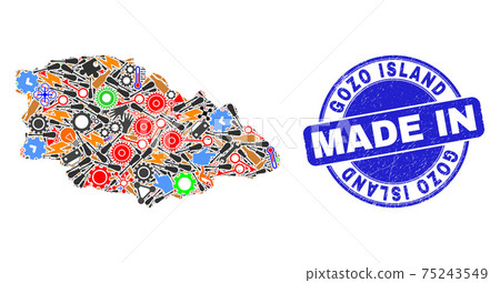 Service Collage Gozo Island Map and Made in... - Stock Illustration ...