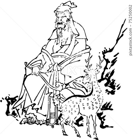 Deer and Jurojin - Stock Illustration [75250002] - PIXTA