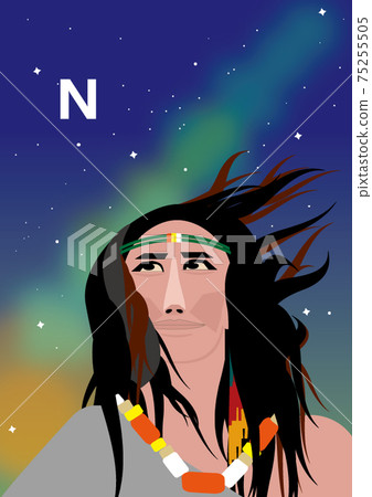 Night sky and native American - Stock Illustration [75255505] - PIXTA