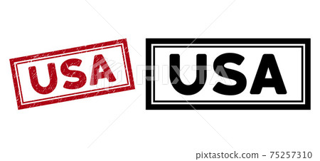 Grunge USA Rectangular Frame Stamp - Stock Illustration [75257310] - PIXTA